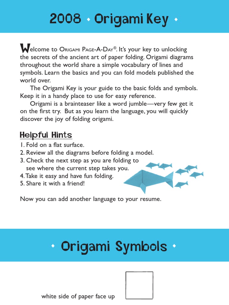 Origami Key Symbols Diagrams