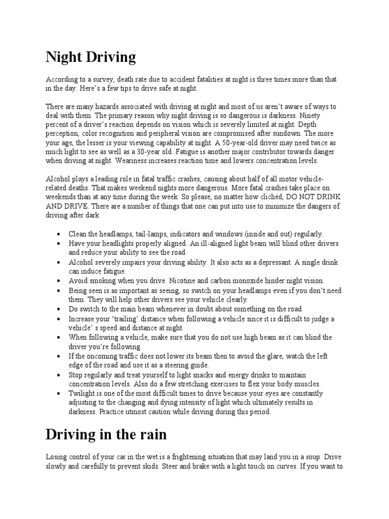 Night Driving | PDF | Sales | Used Car