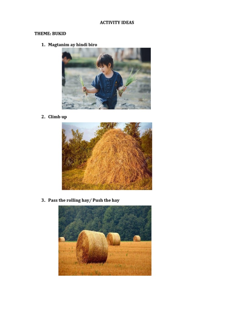 Activity Ideas Theme: Bukid 1. Magtanim Ay Hindi Biro | PDF