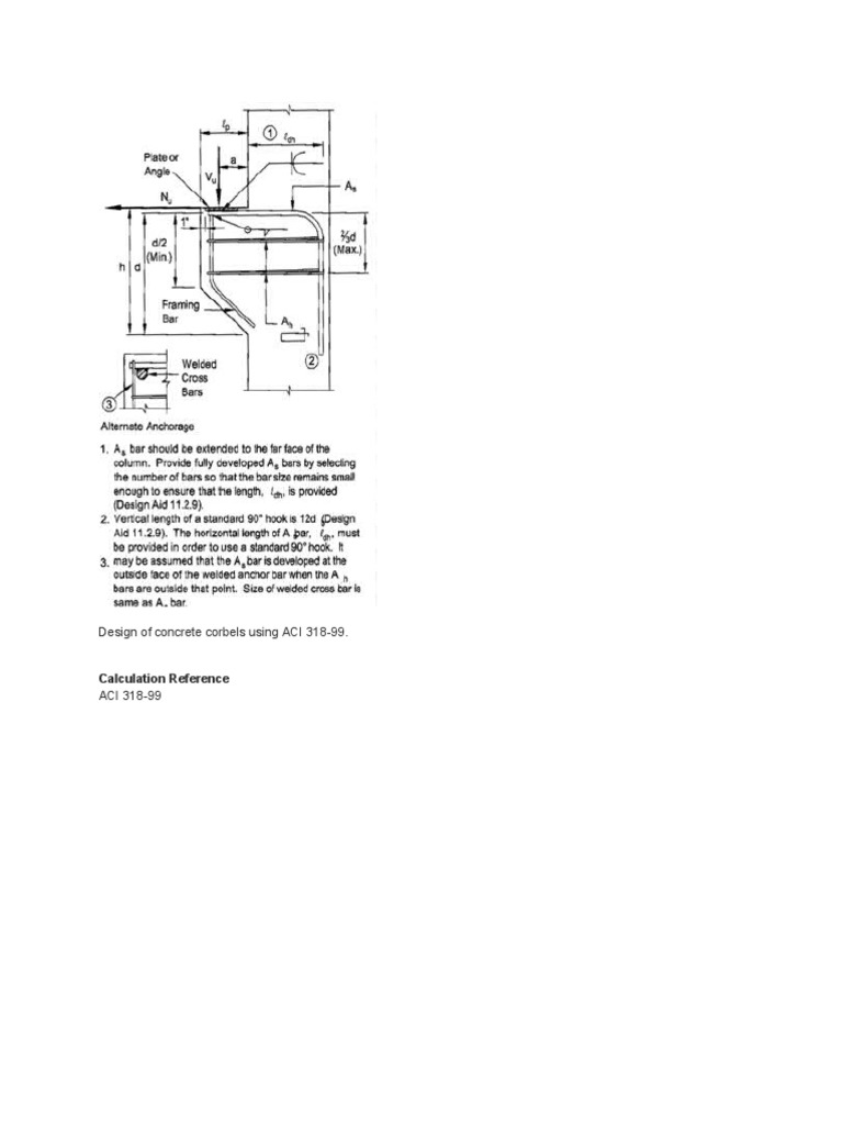 Design of Concrete Corbels Using ACI 318-99.: Calculation Reference | PDF