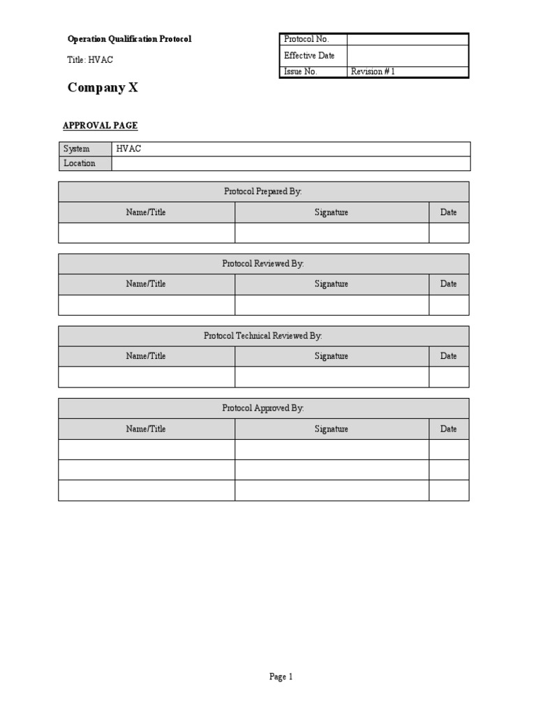 HVAC Operation Qualification Protocol PDF | PDF | Water Heating ...