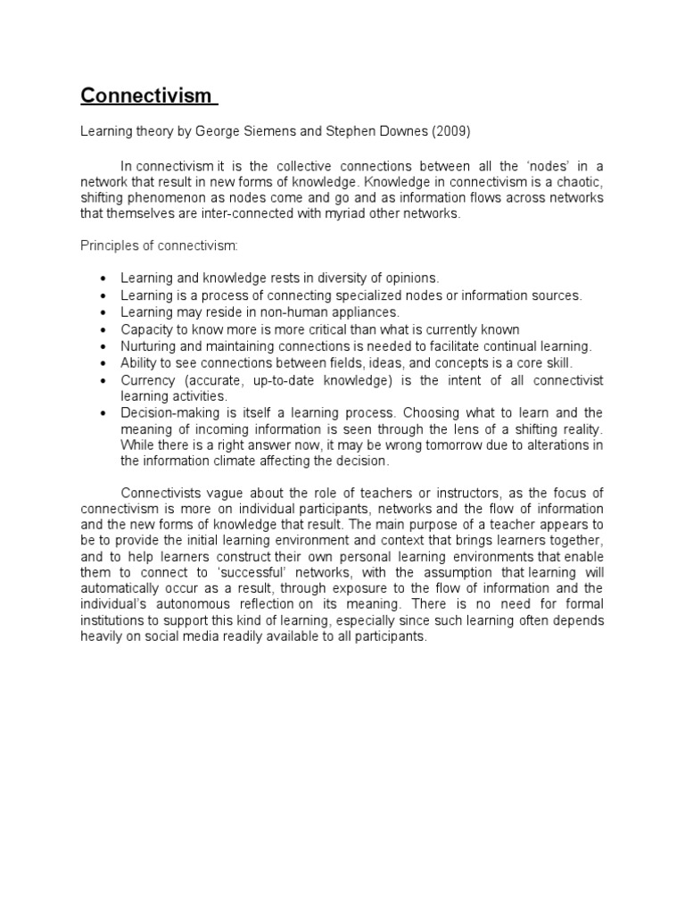 Connectivism: A Networked Learning Approach | PDF | Career & Growth