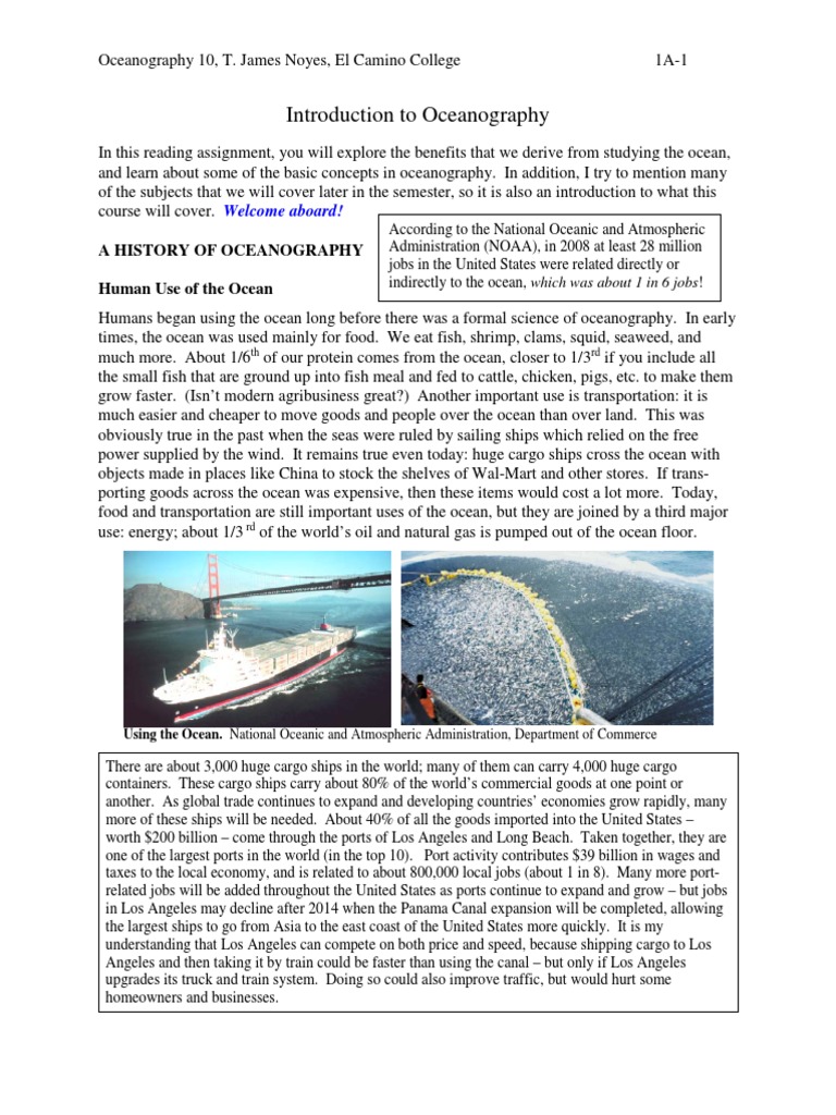 Geo 303 Lecture 01 Introduction To Oceanography PDF | PDF | Plankton ...