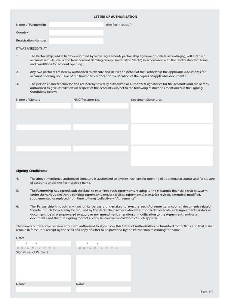 Partnership Authorisation Letter | PDF