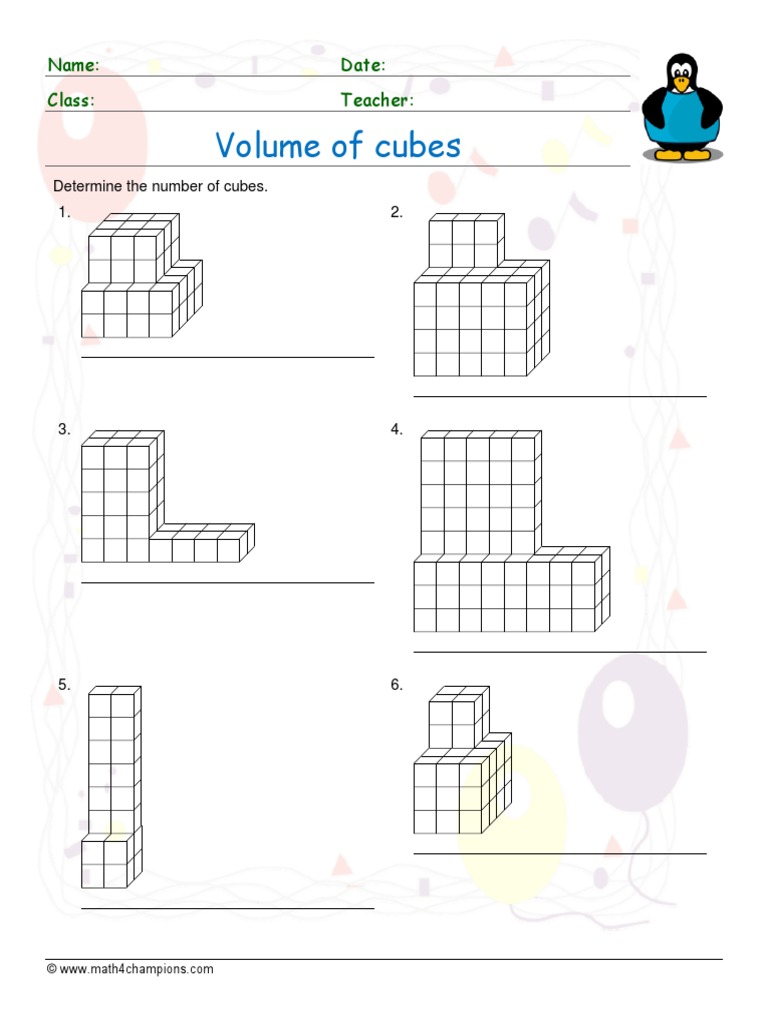Volume of Cubes: Name: Date: Class: Teacher | PDF