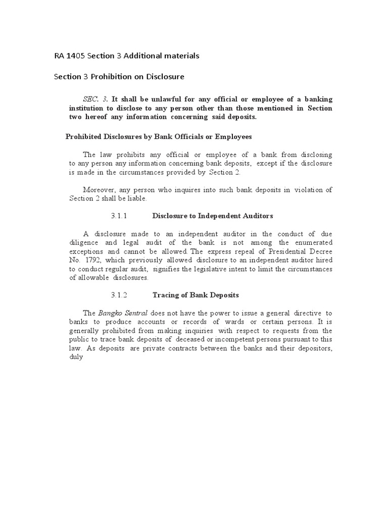 RA 1405 Section 3 Additional Materials | PDF | Garnishment | Judgment (Law)