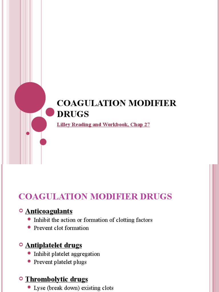 Coagulation Modifier Drugs Overview | PDF | Coagulation | Thrombus