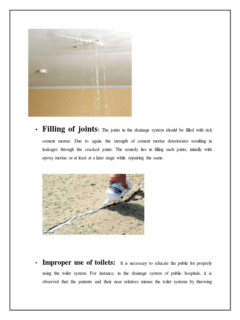 Filling of Joints: Improper Use of Toilets | PDF