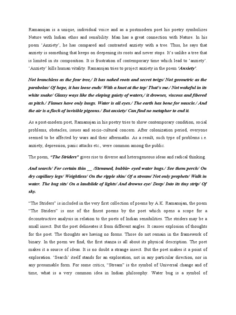 A.K. Ramanujan | PDF | Yoga | Poetry