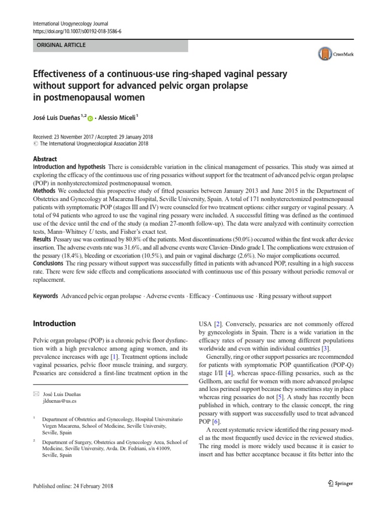 Continuous Ring Pessary for Advanced POP | PDF | Vagina | Urinary ...