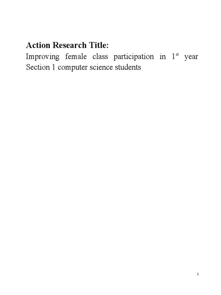 Action Research Title:: Improving Female Class Participation in 1 Year ...