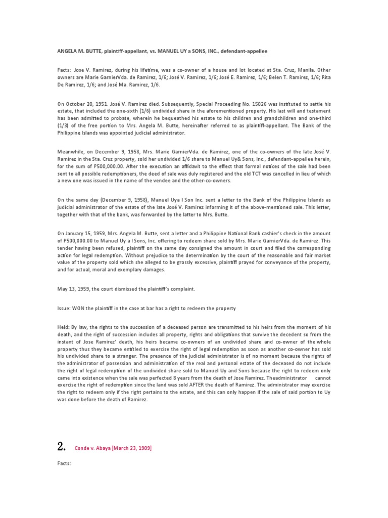 Angela Butte v. Manuel Uy & Sons | PDF | Inheritance | Will And Testament
