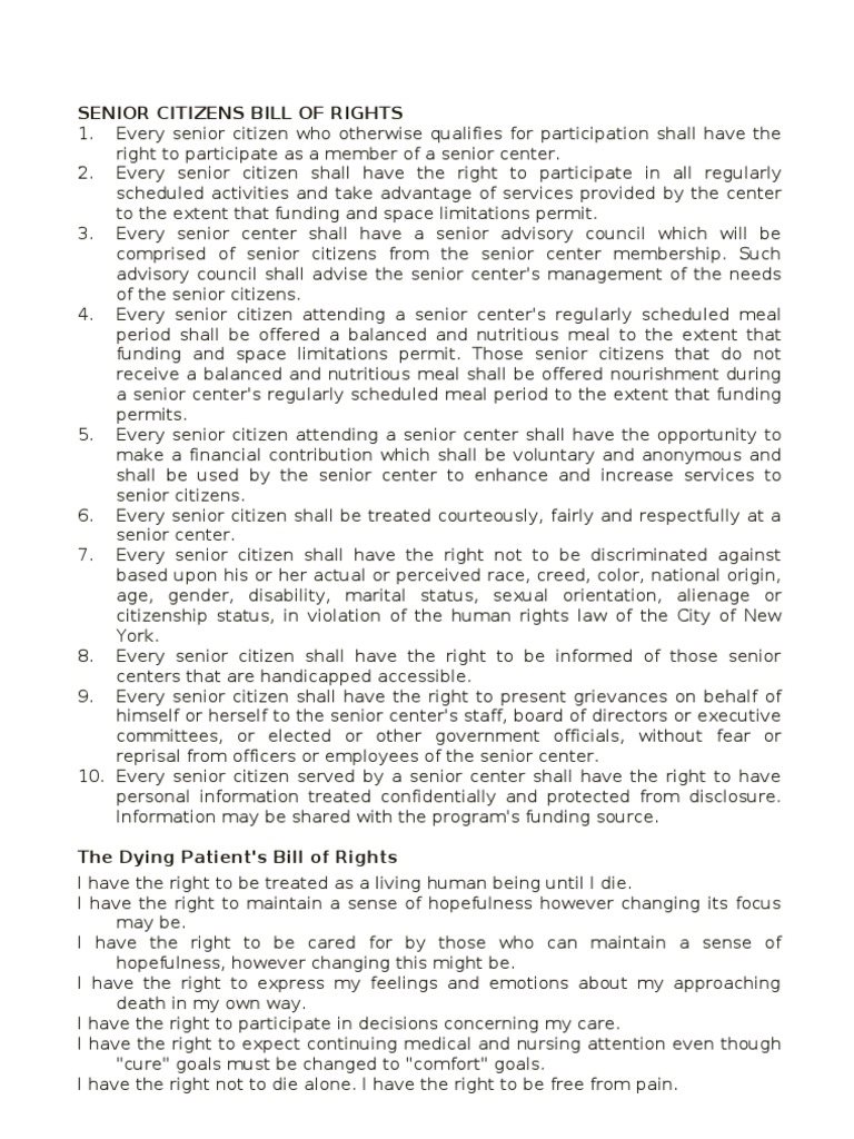 Senior Citizens' Rights Guide | PDF | Citizenship | Dignity