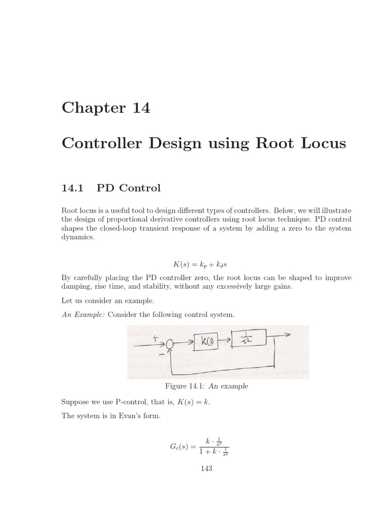 Controller Design Using Root Locus: 14.1 PD Control | PDF | Control Theory | Systems Theory
