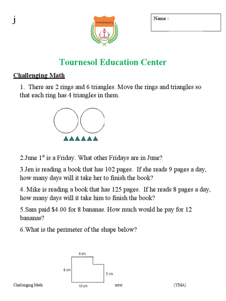 A Collection of Challenging Math Problems from the Tournesol Education ...