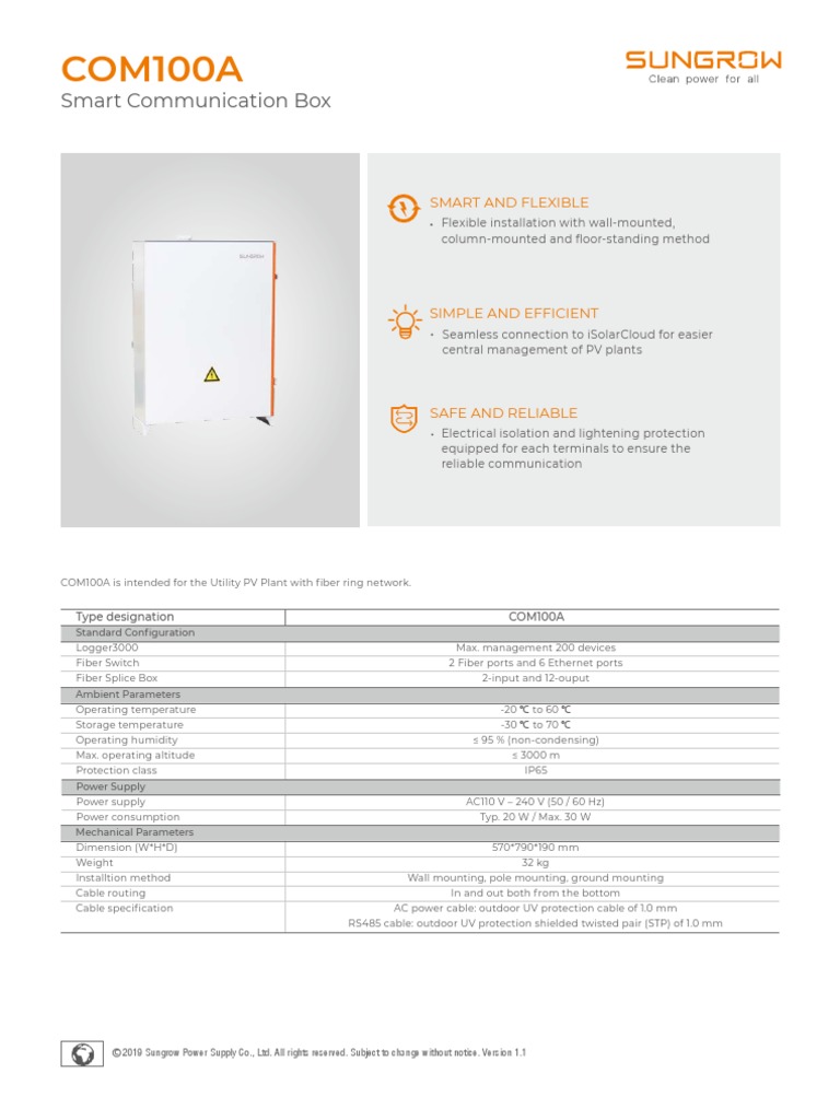 COM100A: Smart Communication Box | PDF | Power Supply | Equipment