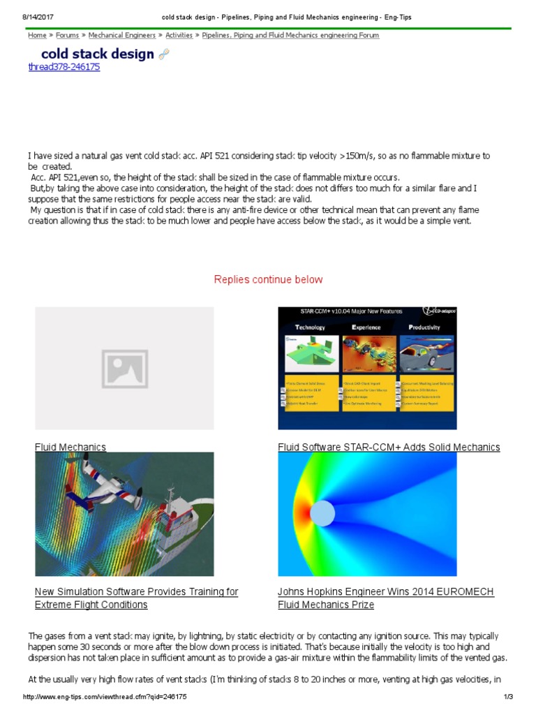 Cold Stack Design - Pipelines, Piping and Fluid Mechanics Engineering ...