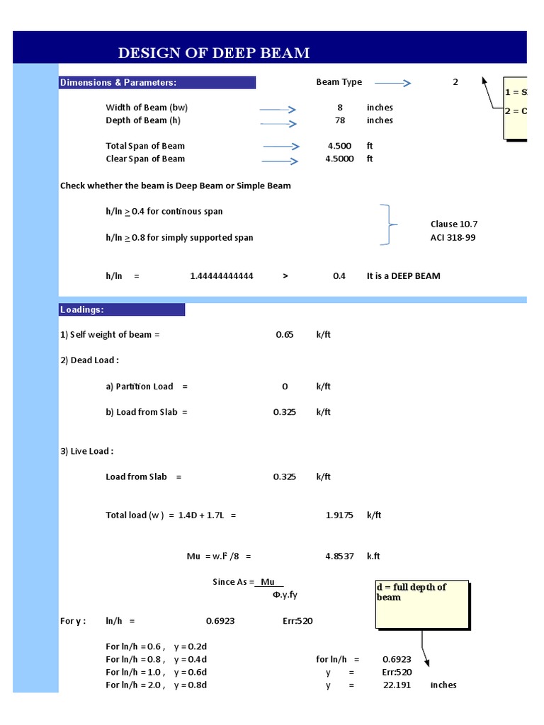 Design of Deep Beam: Check Whether The Beam Is Deep Beam or Simple Beam ...