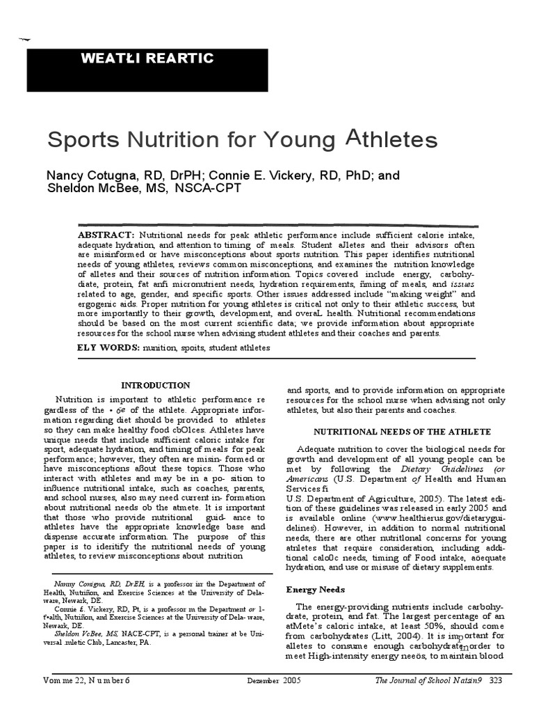 Sports Nutrition for Young Athletes | PDF | Dietary Supplements ...