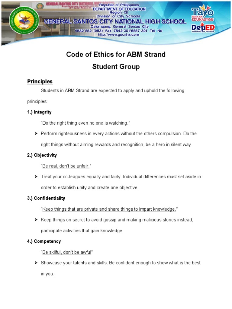 Code-of-Ethics-for-ABM-Strand 1 | PDF