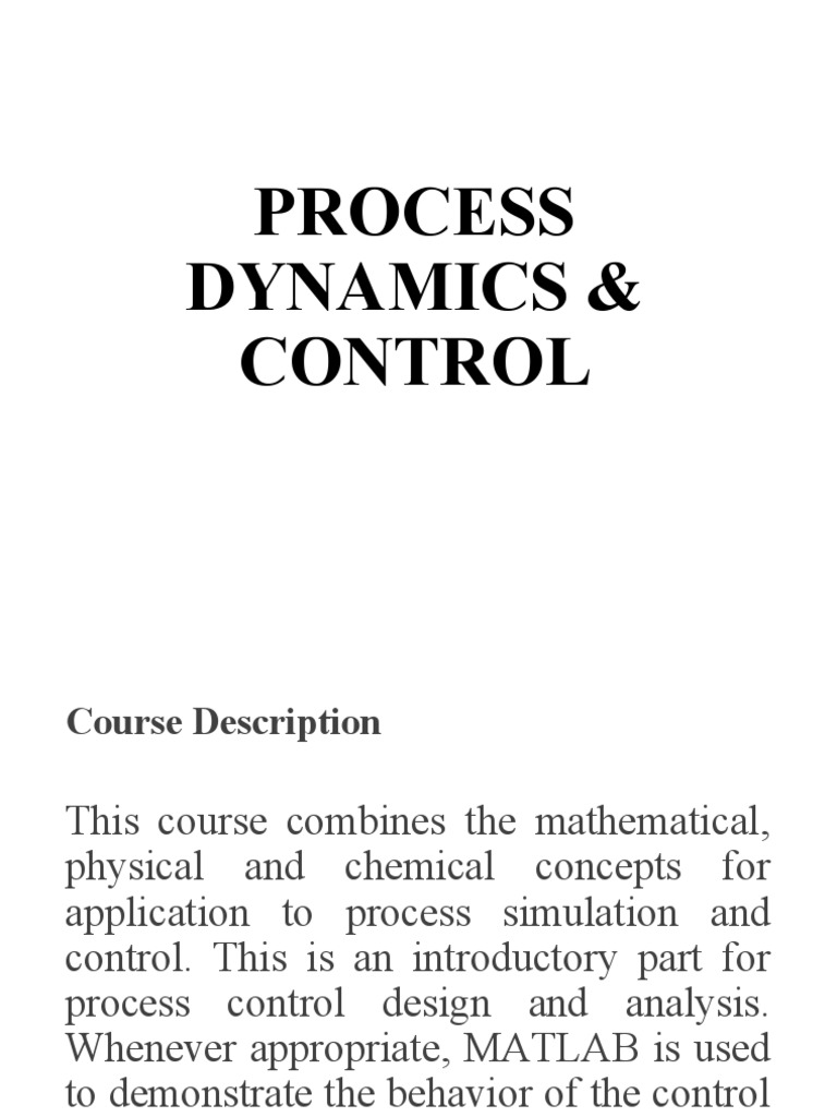 Process Dynamic and Control 1 | PDF | Process Control | Control Theory