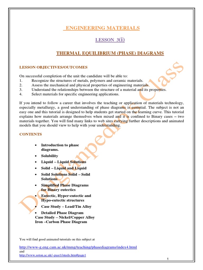 Thermal Equilibrium Phase Diagrams | PDF
