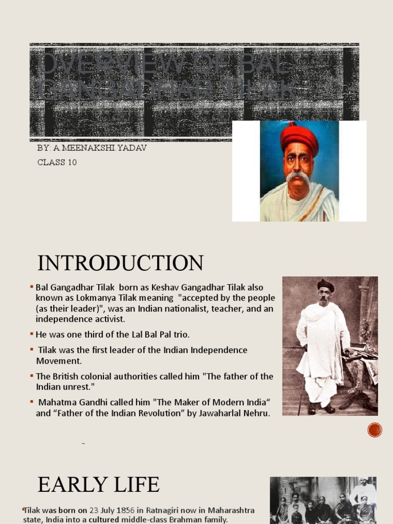 Overview of Bal Gangadhar Tilak's Life and Contributions | PDF | British Raj | Indian Nationalism