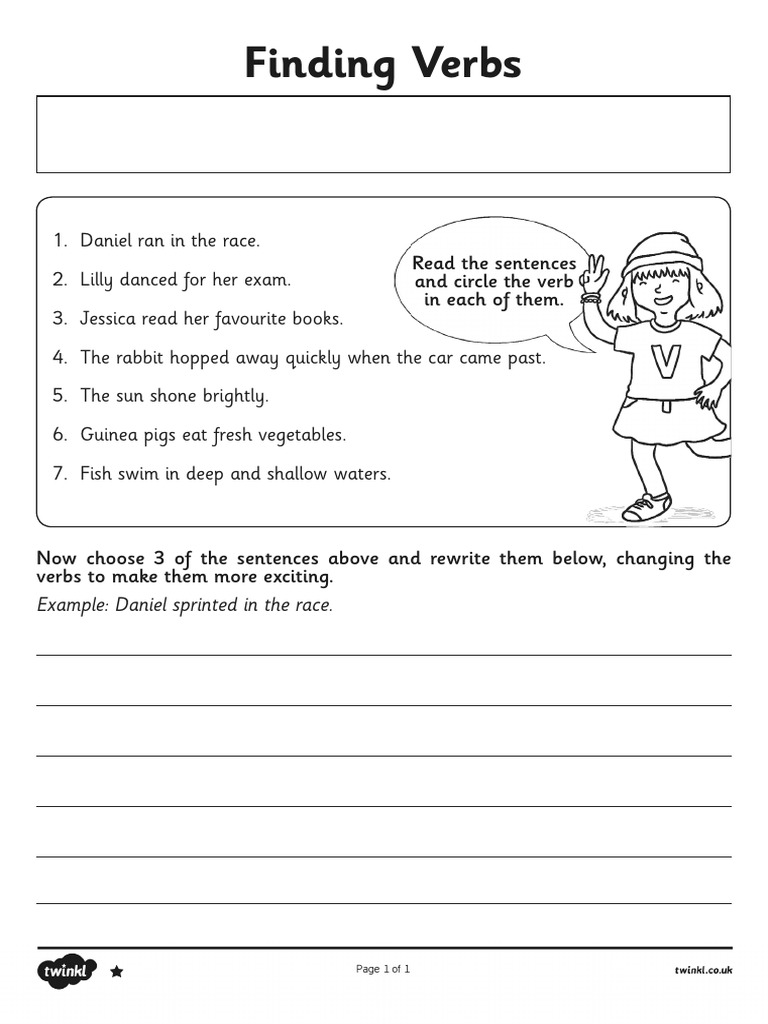 Finding Verbs Activity | PDF