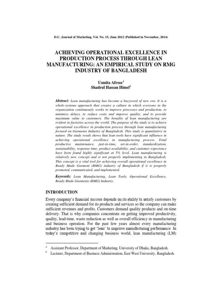 05achieving Operational Excellence in Production Process PDF | Download ...