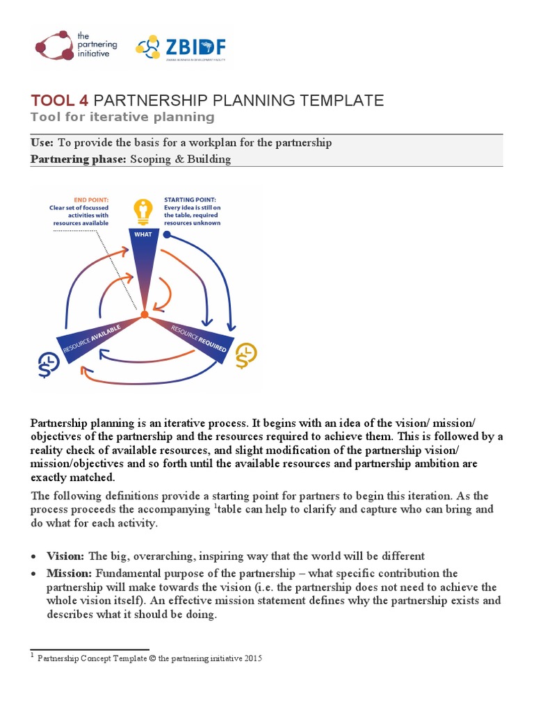 Partnership Planning Template: Tool 4 | PDF | Resource | Business