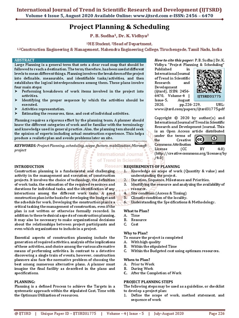 Project Planning and Scheduling | PDF | Scheduling (Production ...