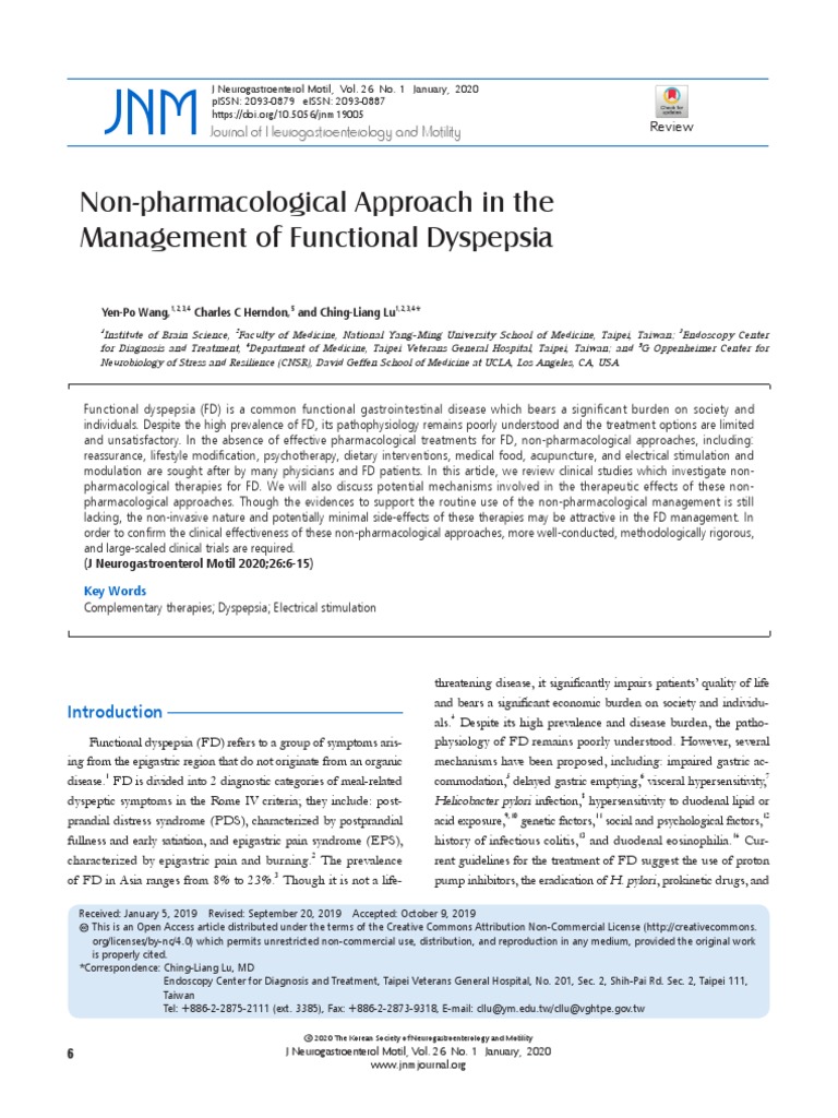 Non-Pharmacological Approach in The Management of Functional Dyspepsia | PDF | Indigestion ...