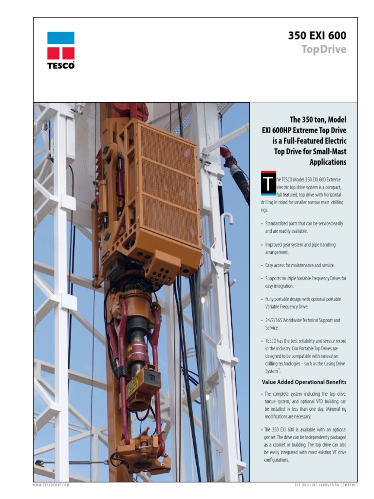 350 EXI 600 Top Drive PDF | PDF | Drilling Rig | Programmable Logic ...