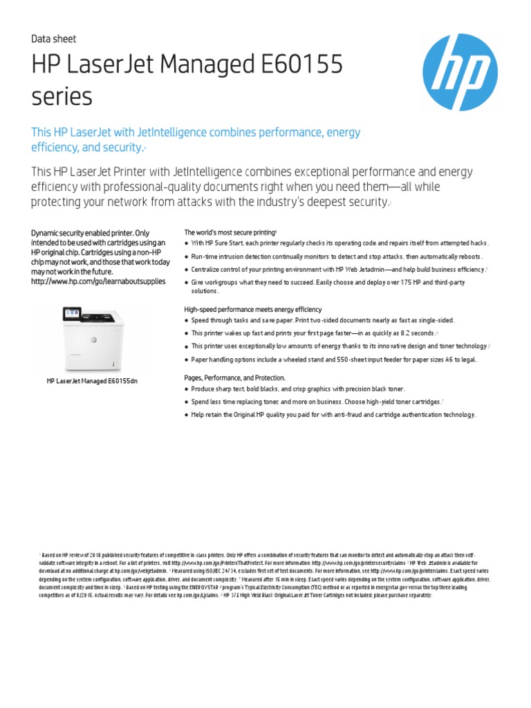 HP Laserjet Managed E60155 Series | PDF | Printer (Computing) | Operating System