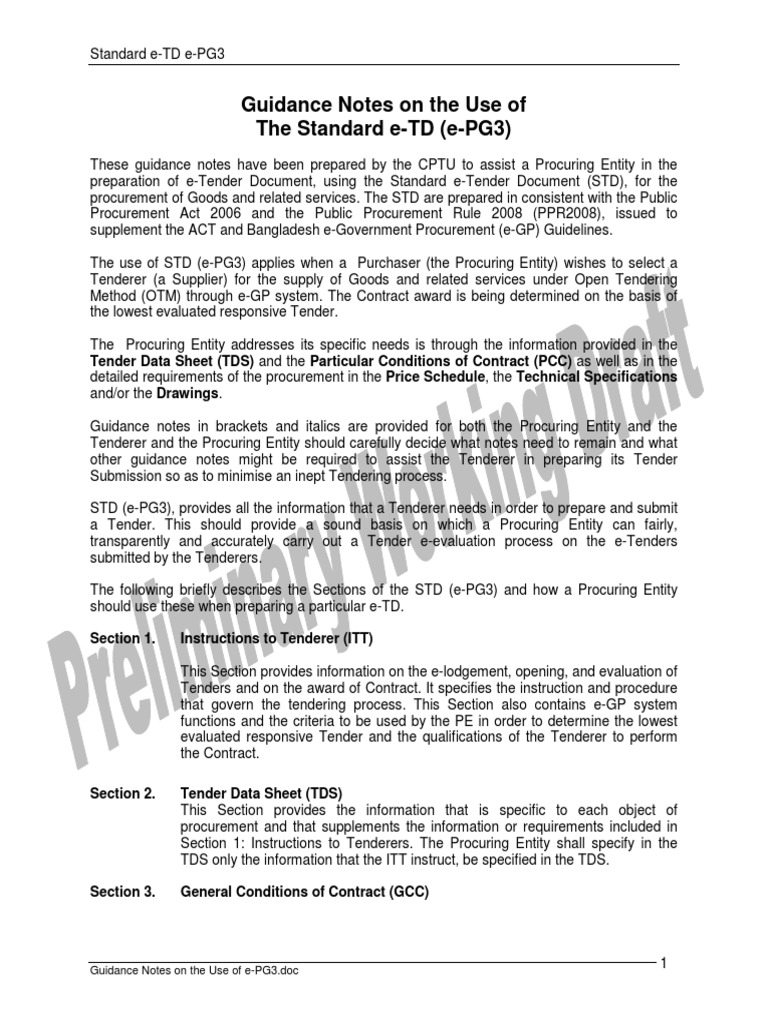 Guidance Notes On The Use of e-PG3 PDF | PDF | Procurement ...
