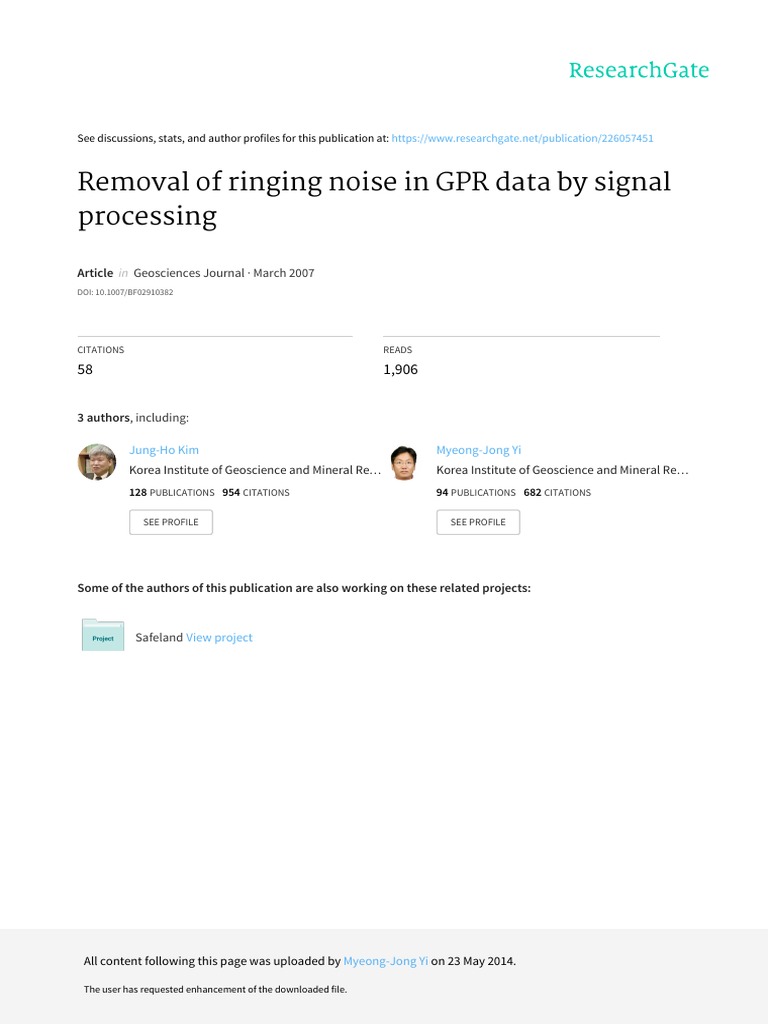 Removal of Ringing Noise in GPR Data by Signal Pro | PDF | Principal Component Analysis | Matrix ...