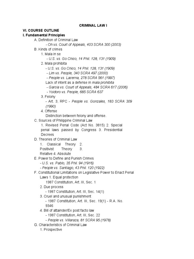 Criminal Law I Cases Updated | PDF | Habeas Corpus | Ex Post Facto Law