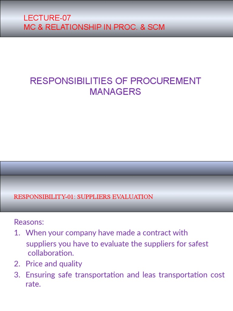 Procurement Manager Duties | PDF | Procurement | Supply Chain