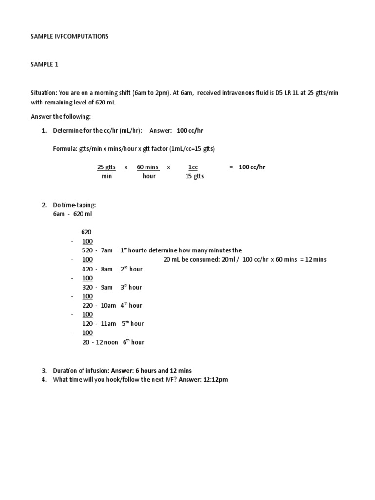 IVF calculations | PDF | Intravenous Therapy | Pharmaceutical Sciences