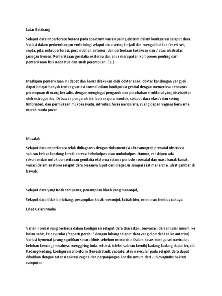 Variasi dan Diagnosis Selaput Dara Imperforate | PDF | Kesehatan Holistik | Sains & Matematika