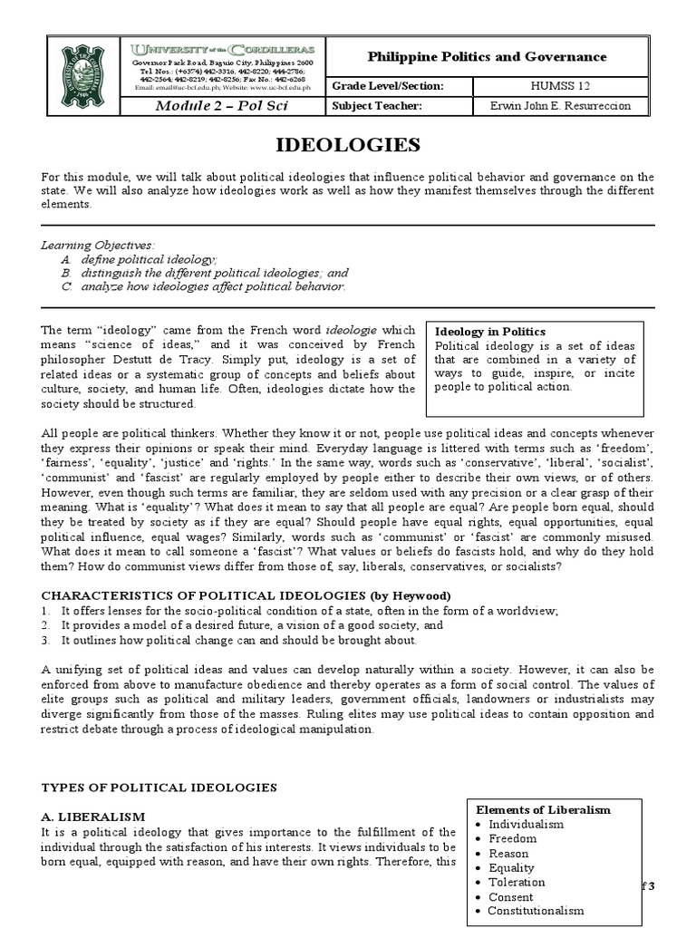 PPG Module 2 - Ideologies | PDF | Communism | Ideologies