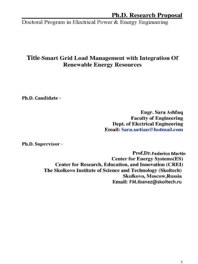 PHD Research Proposal (Electrical Power & Energy Engineering) PDF | PDF ...