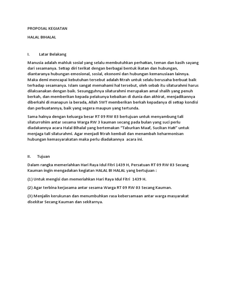 Proposal Halal Bi Hahal RT 09 | PDF