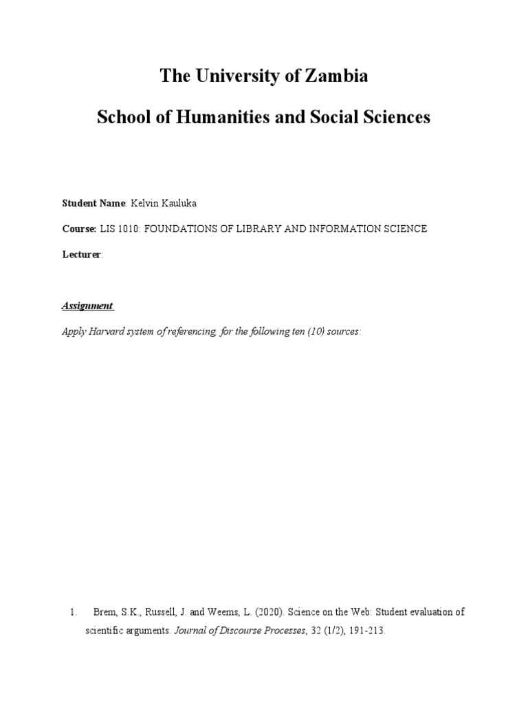 Assignment 1harvard Referencing Style | PDF