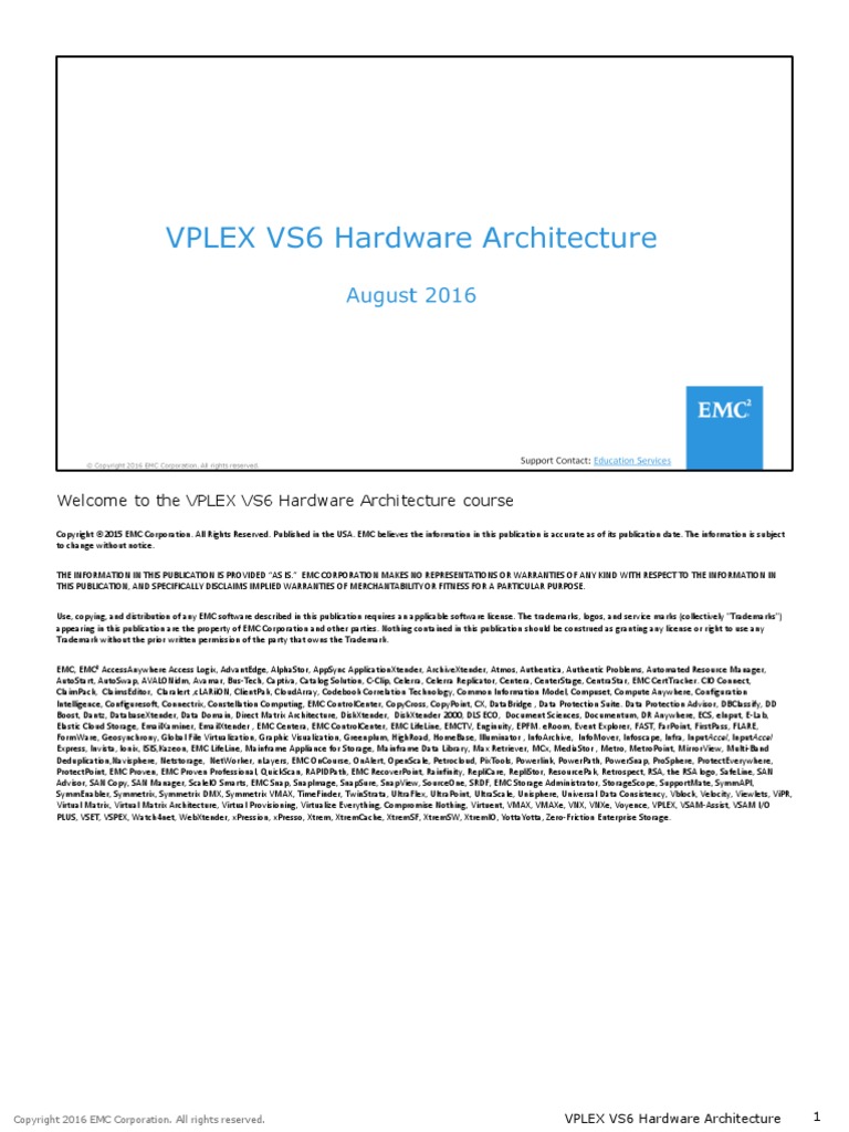 Welcome To The Vplex Vs6 Hardware Architecture Course Pdf Solid State Drive Ip Address 