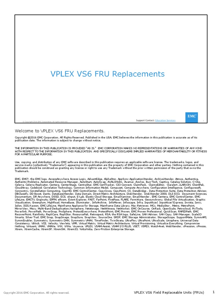 VPLEX VS6 FRU Replacements | PDF | Secure Shell | Solid State Drive