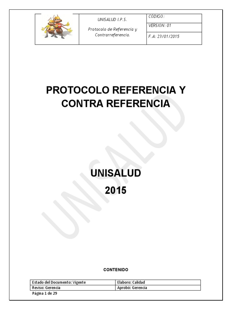 Protocolo de Referencia y Contrareferencia | PDF | Calidad (comercial) | Red de computadoras