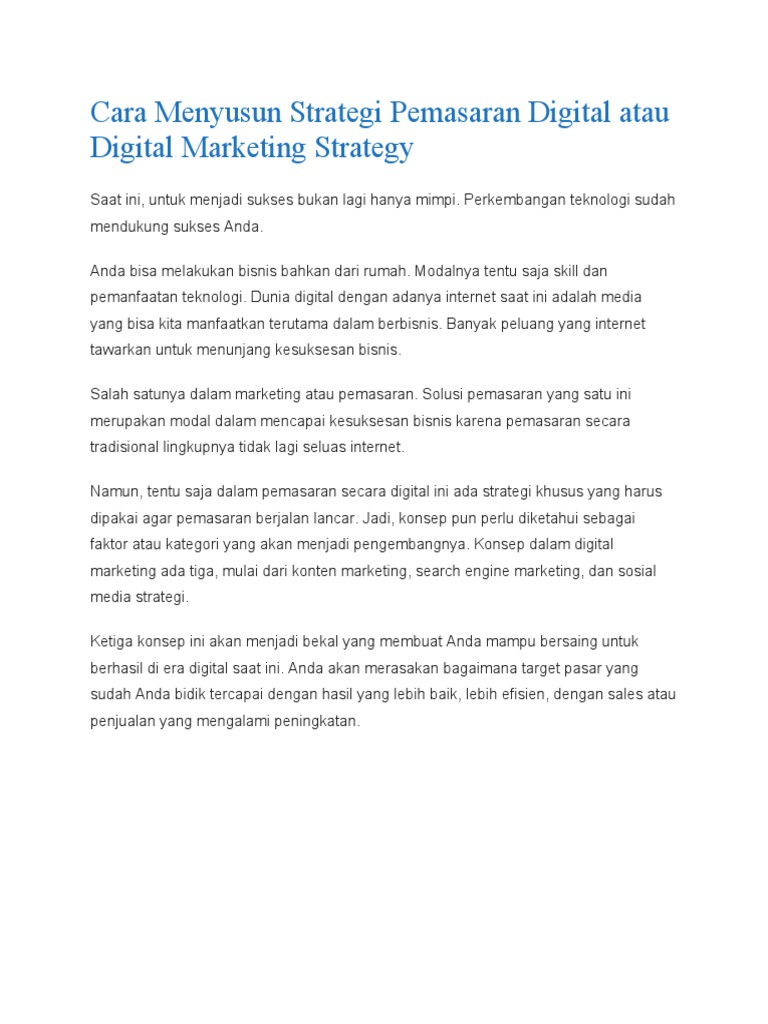 Cara Menyusun Strategi Pemasaran Digital Atau Digital Marketing ...