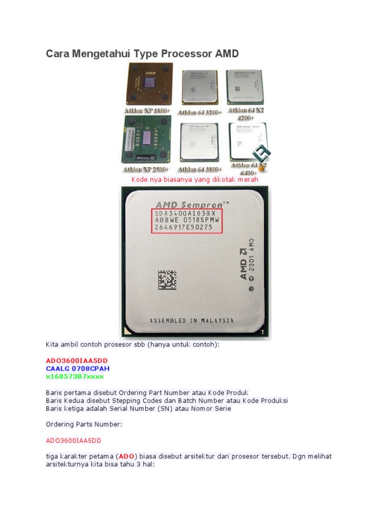 Cara Mengetahui Type Processor AMD | PDF
