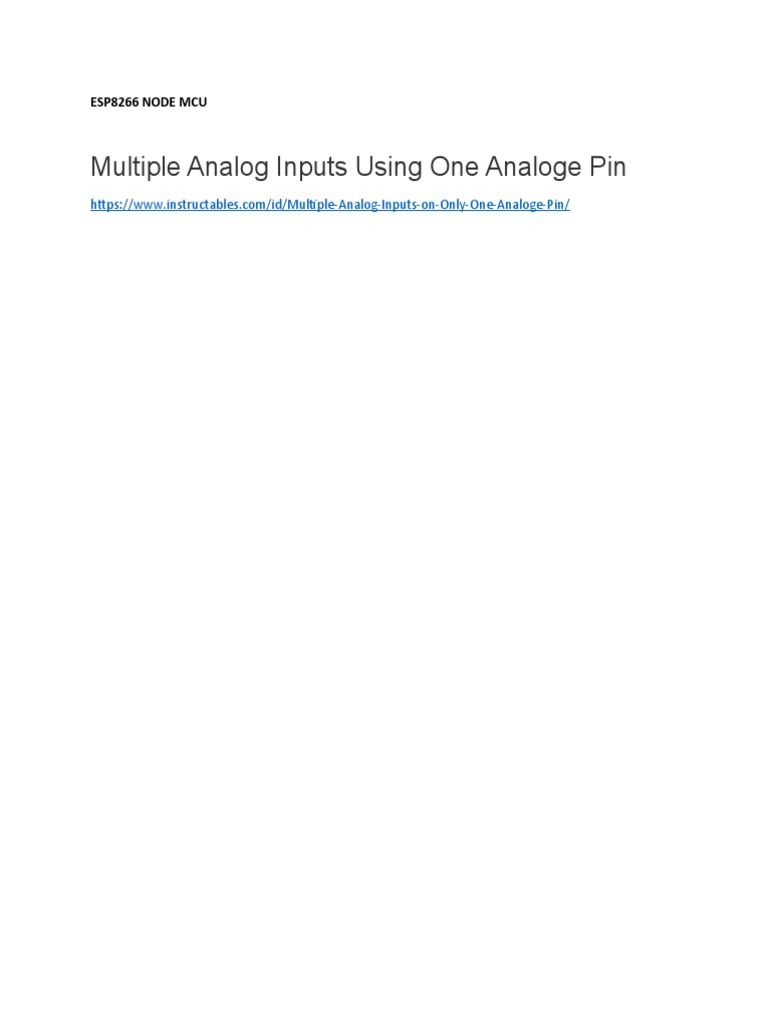 Multiple Analog Inputs Using One Analoge Pin Esp8266 Node Mcu Pdf World Wide Web Internet 
